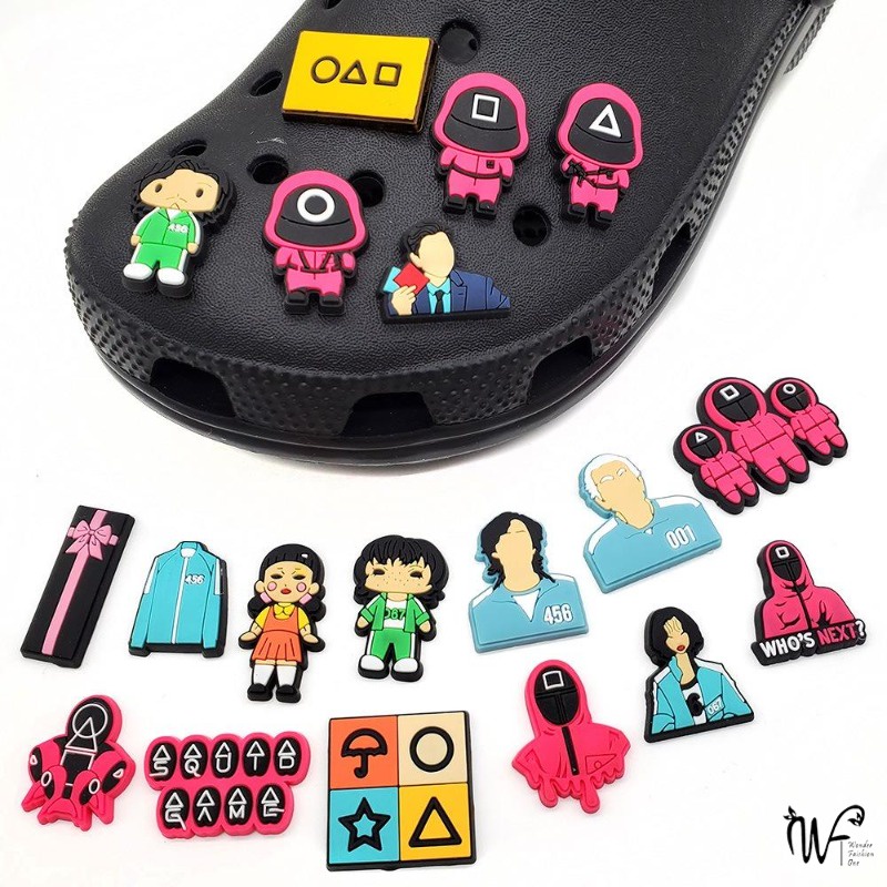 1Pc Squid Game Jibbitz การ์ตูน Jibbit ตัวการ์ตูนติดรองเท้า Crocs ...
