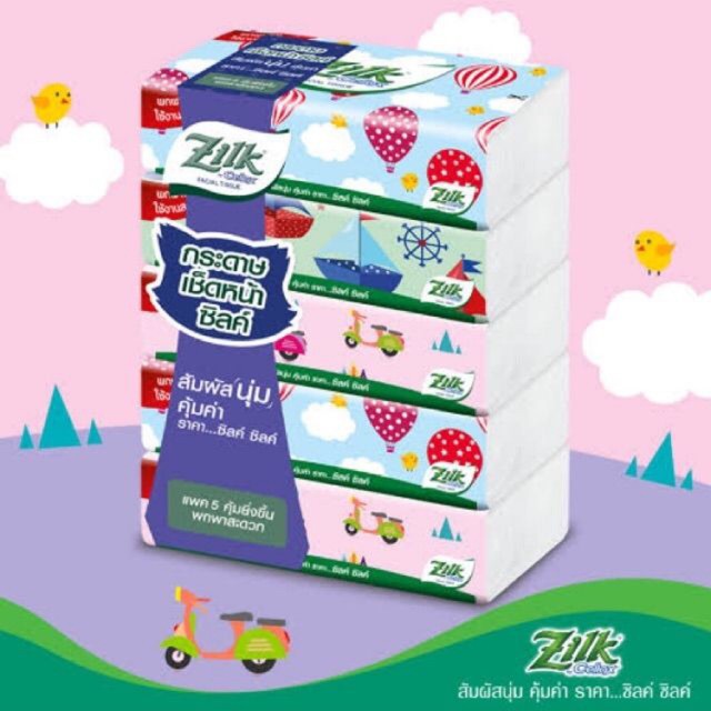 Zilk Facial Tissue 115 Sheets*5 Packs ซิลค์กระดาษทิชชู่เช็ดหน้า 5 แพ็ค | Shopee Thailand