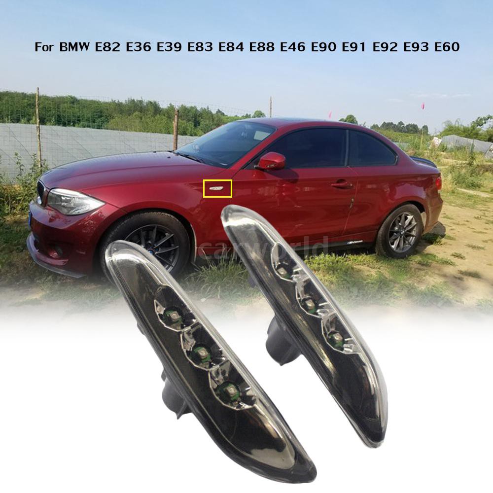 2Pcs Black Smoke LED Fender Side Marker Light Turn Signal Light Lamp for BMW E82 E36 E39 E83 E84 ...