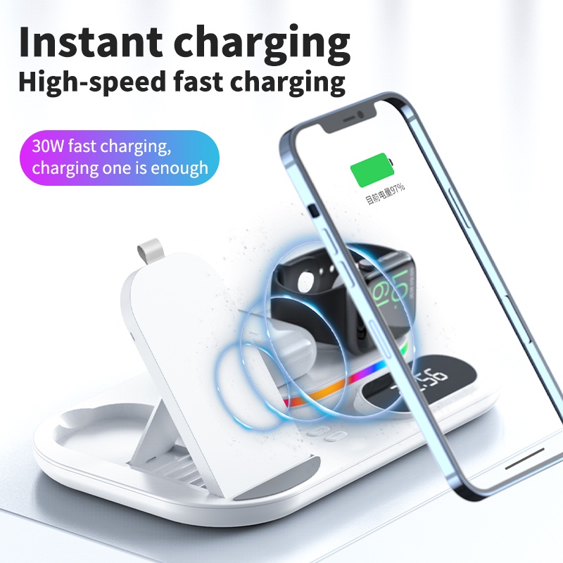 2022 30W 4 in 1 Wireless Chargers For iPhone 13 12 11Pro Max Fast ...