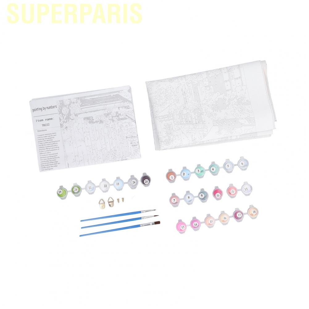 Superparis Paint By Numbers 15.7x19.7in Acrylic Pre Printed Canvas ...