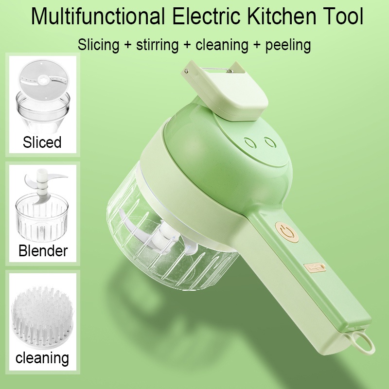 4 In 1 Multifunctional Electric Vegetable Cutter Slicer Garlic Mud ...