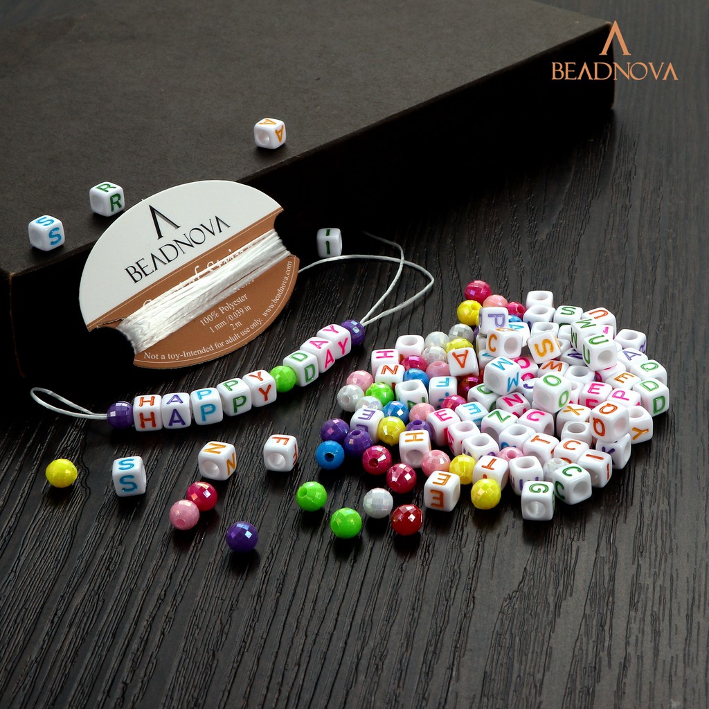 800pcs White Acrylic Alphabet Letter Beads with Colorful Letters ...