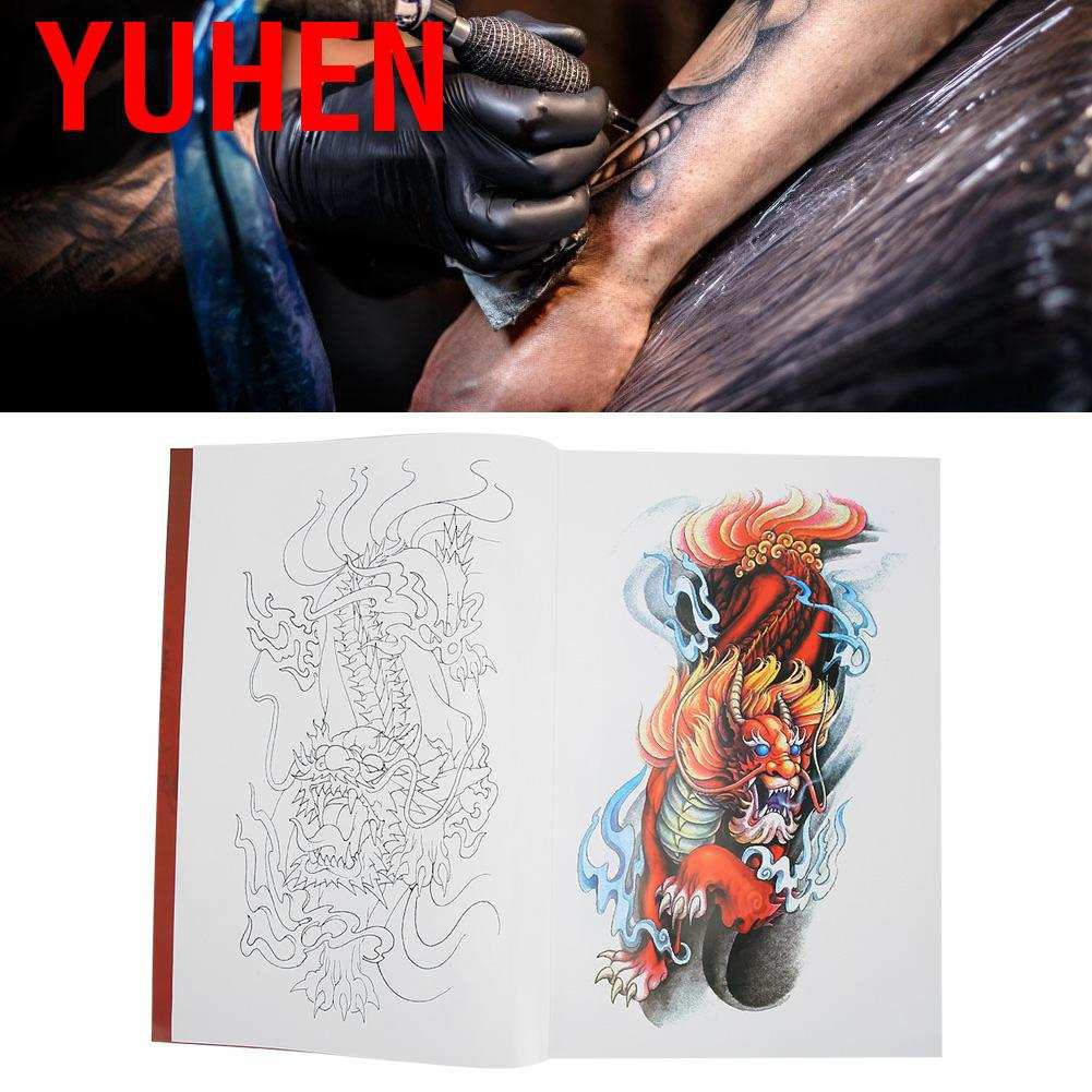 Yuhen 56 Pages Koi Kylin Pattern Shader Tattoo Book Practice Template ...