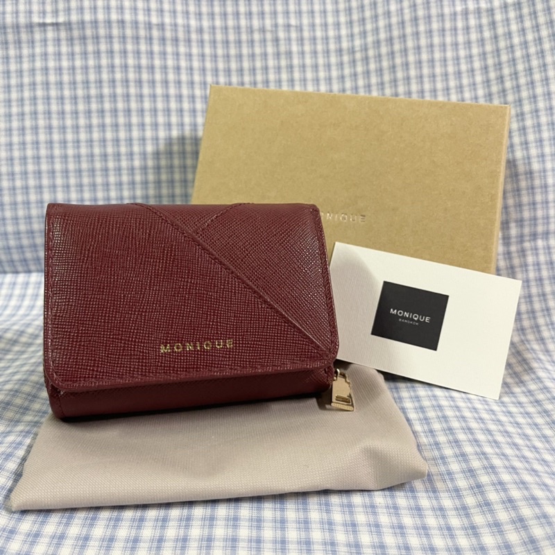 กระเป๋าสตางค์ใบสั้น Monique Store สีแดง หนังแท้ มือสอง สภาพดี ...