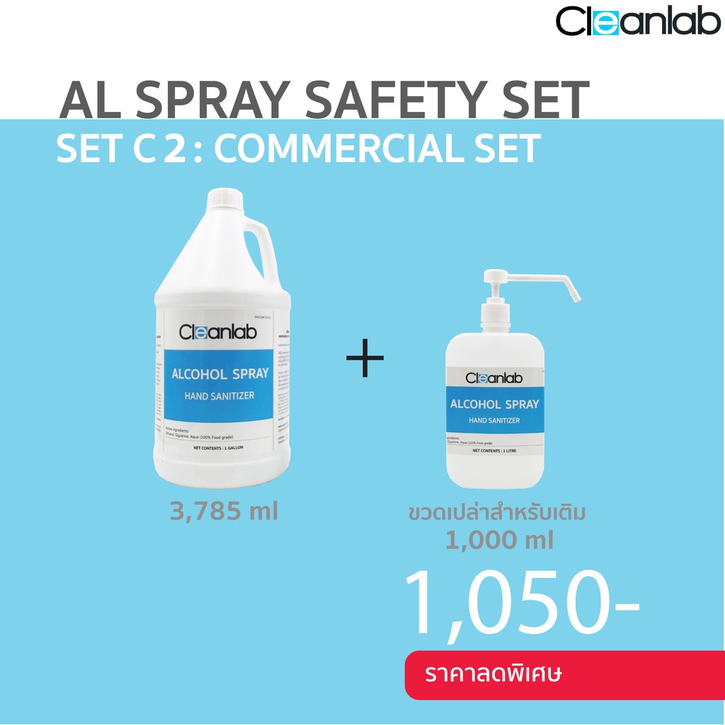 Set C2 - Cleanlab Alcohol Spray Hand Sanitizer แอลกอฮอล์เสปรย์ ขนาด 3. ...