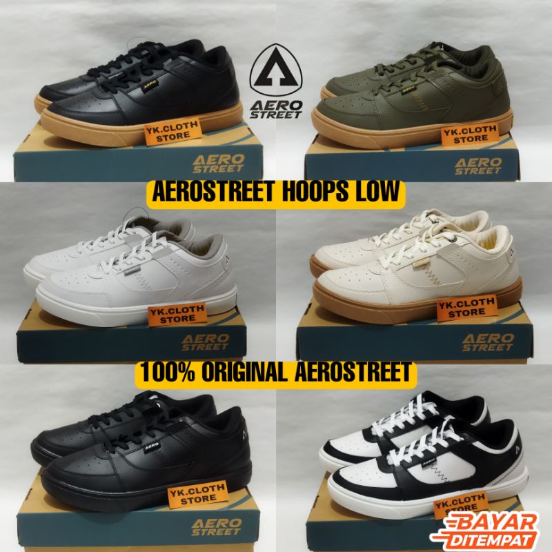 Aerostreet Hoops Low Army Black White Gum ของแท้ รองเท้า Snakers สําหรับผู้ชาย และผู้หญิง ...