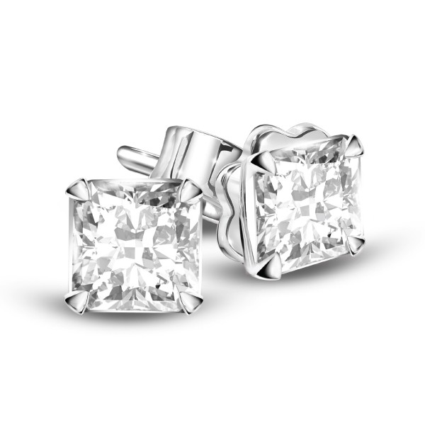 Merii ต่างหูเงินแท้ 925 ชุบโรเดียม ประดับเพชร CZ ขนาด 3 mm ทรงเหลี่ยม ...