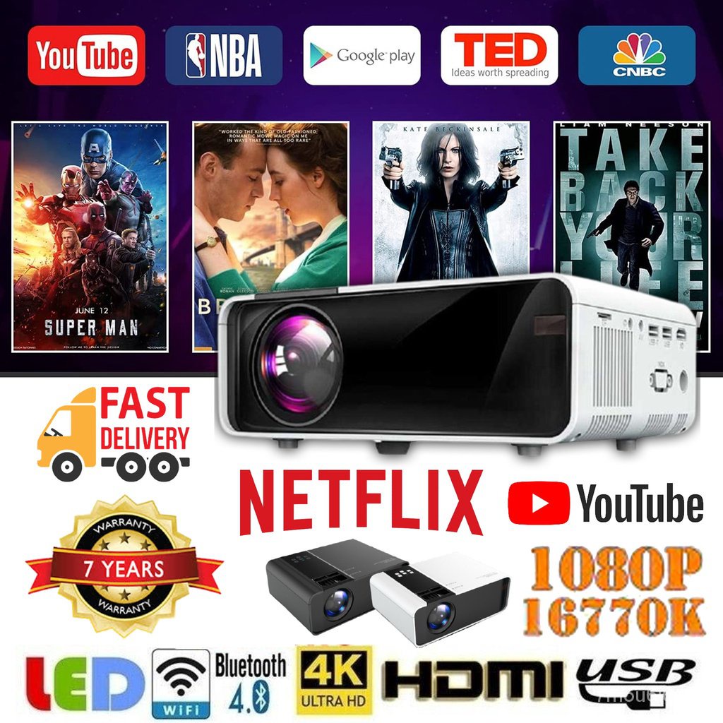 5 Years Warranty 6000 lumens G86 Projector FULL HD 1080P Android Mini ...