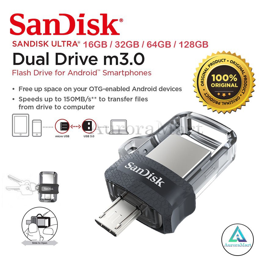 SANDISK Android Micro Pendrive 16GB / 32GB / 64GB / 128GB USB Drive OTG ...