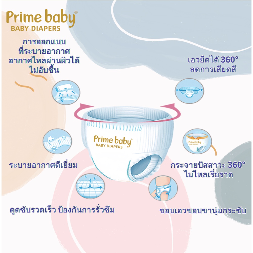 แพมเพิสเด็ก prime baby diaper ผ้าอ้อมแบบกางเกง 2แพ็ค ยกลัง2แพ็ค ไซส์ ...