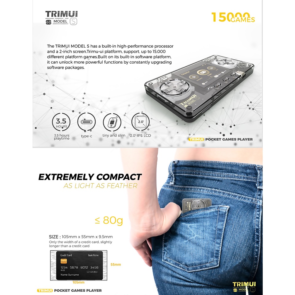 คอนโซลเปลือกTRIMUI Ultra-Small Mini Transparent Metal Shell Game ...