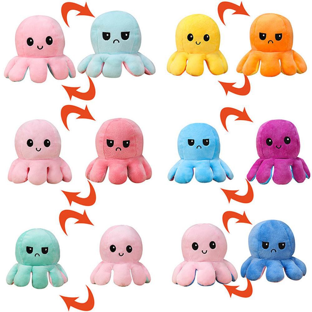 Angry octopus turn face little over happy two faces plush toy doll cute ...