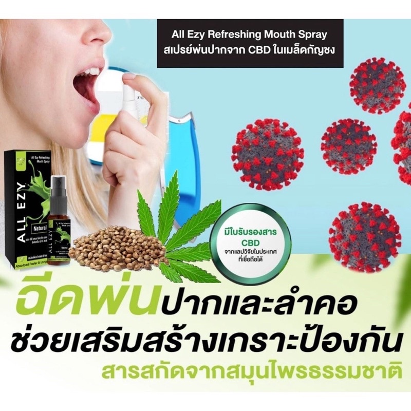 All Ezy ( 5 ขวด 1730 บาท ) สเปรย์พ่นปากและคอ กำจัดเชื้อ ไวรัส แบคทีเรีย ในปาก และลำคอ - bm ...