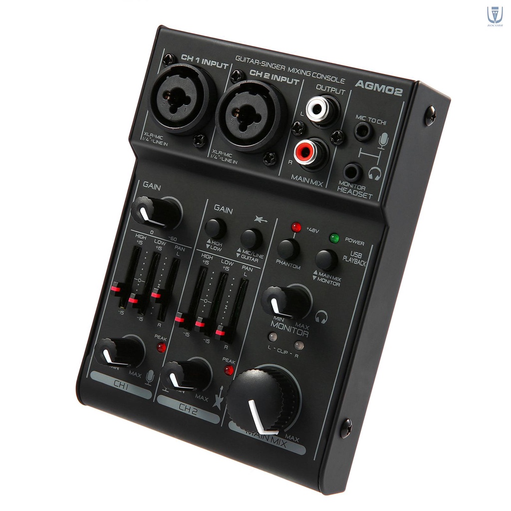 AGM02 Mini Digital Audio Mixer Console with 2-band EQ Sound Card Built ...