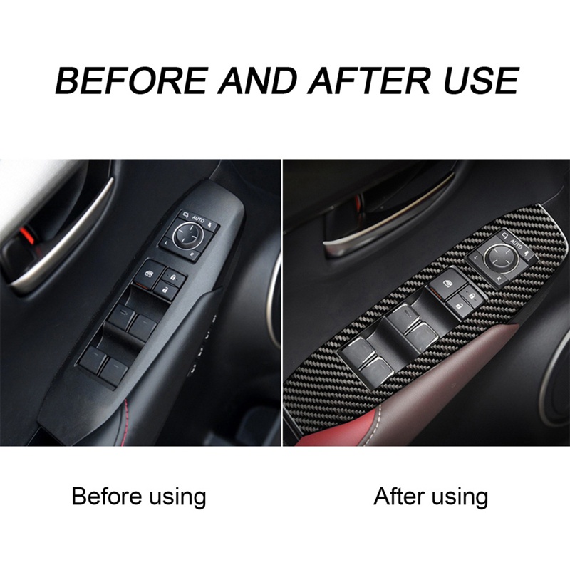 Carbon Fiber Car Window Switch Panel Adjust Cover Trim Stickers Strip ...