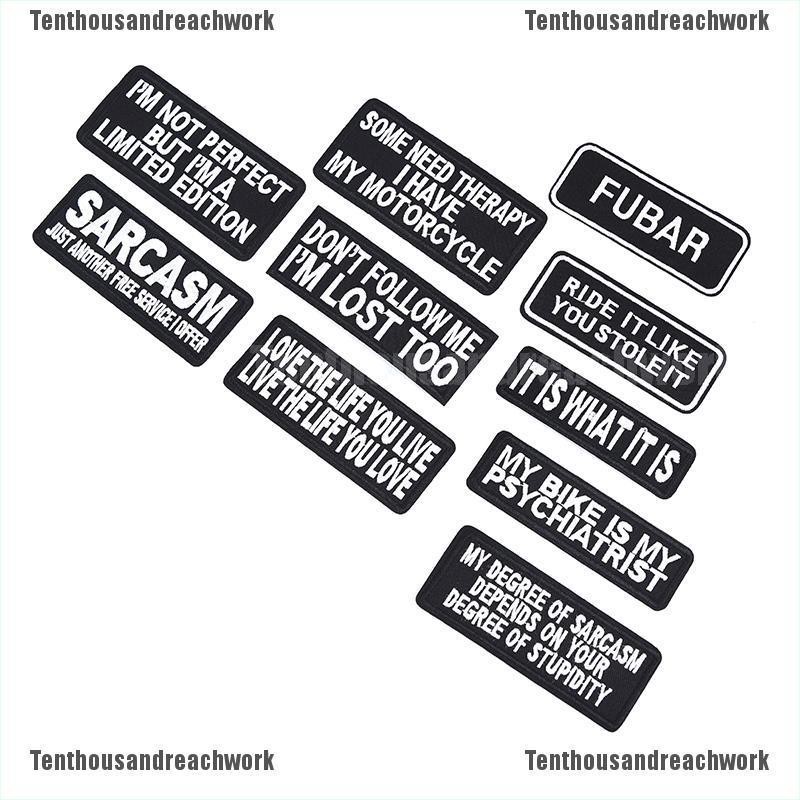 MillionRW Words Slogan Embroidered Iron on Biker Motorcycle Patches ...