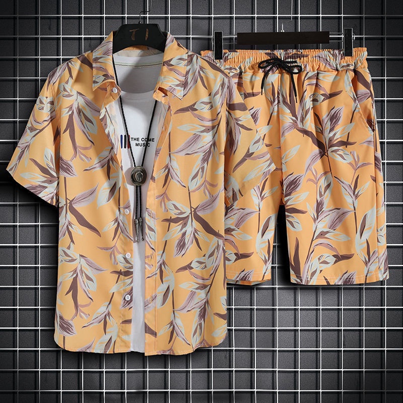 chilala Hawaii Seaside Beach Vacation Suit Men Loose Large Size Couple ...