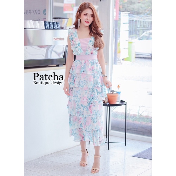 งานป้าย Patcha เดรสยาว เดรสลายดอก แม็กซี่ maxi dress ชุดยาว ลายดอก ชุดลายดอก เดรสลายดอก ป้าย ...