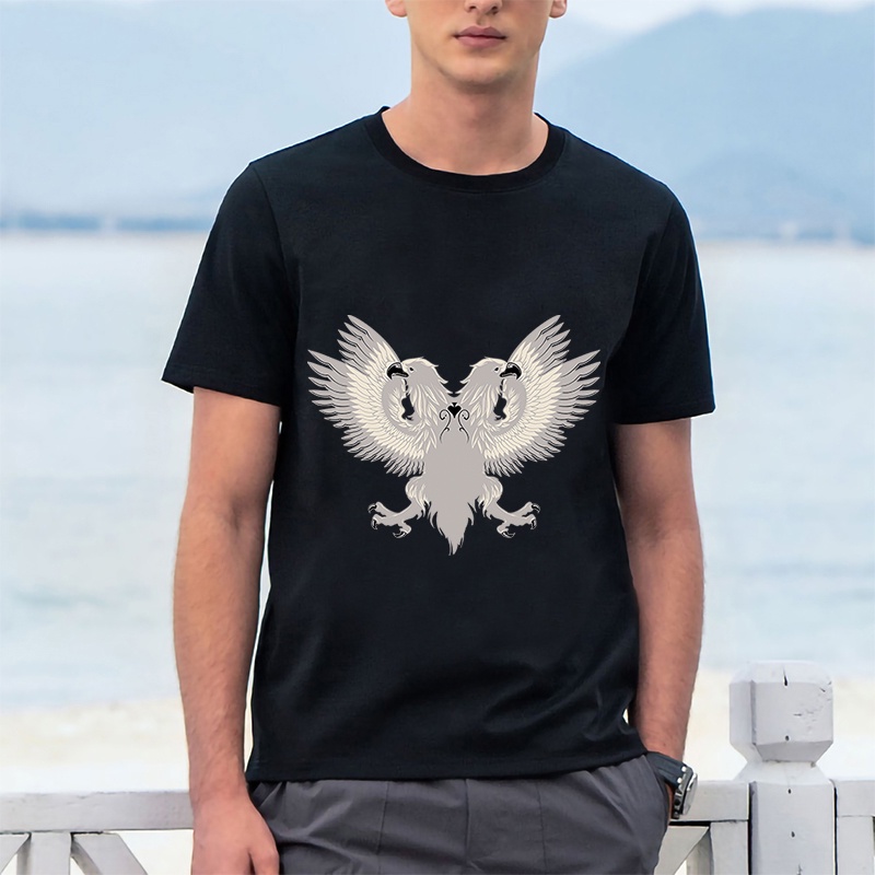 เสื้อยืด พิมพ์ลายกราฟฟิค Mashoo Soaring Eagle สีดํา สีขาว สไตล์วินเทจ ...