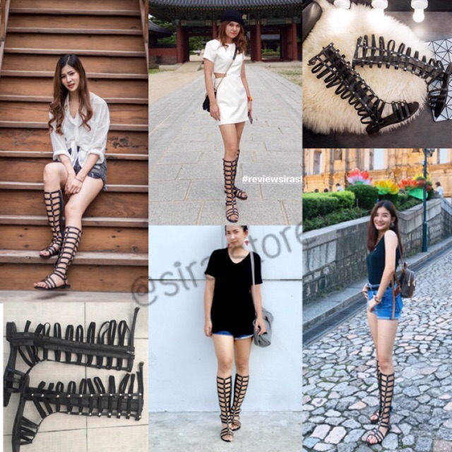 sira.shoes 2022 รองเท้าแกลดิเอเตอร์สีดำ gladiators shoes - milliampsrp - ThaiPick