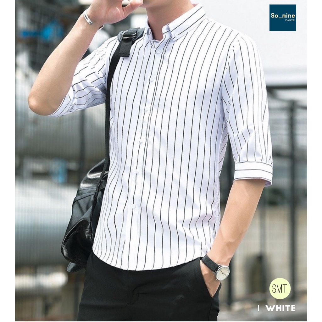 เสื้อเชิ้ต 3ส่วน ข้อศอก ไม่ต้องพับปลายแขน ผ้านุ่มมาก - so_mine - ThaiPick