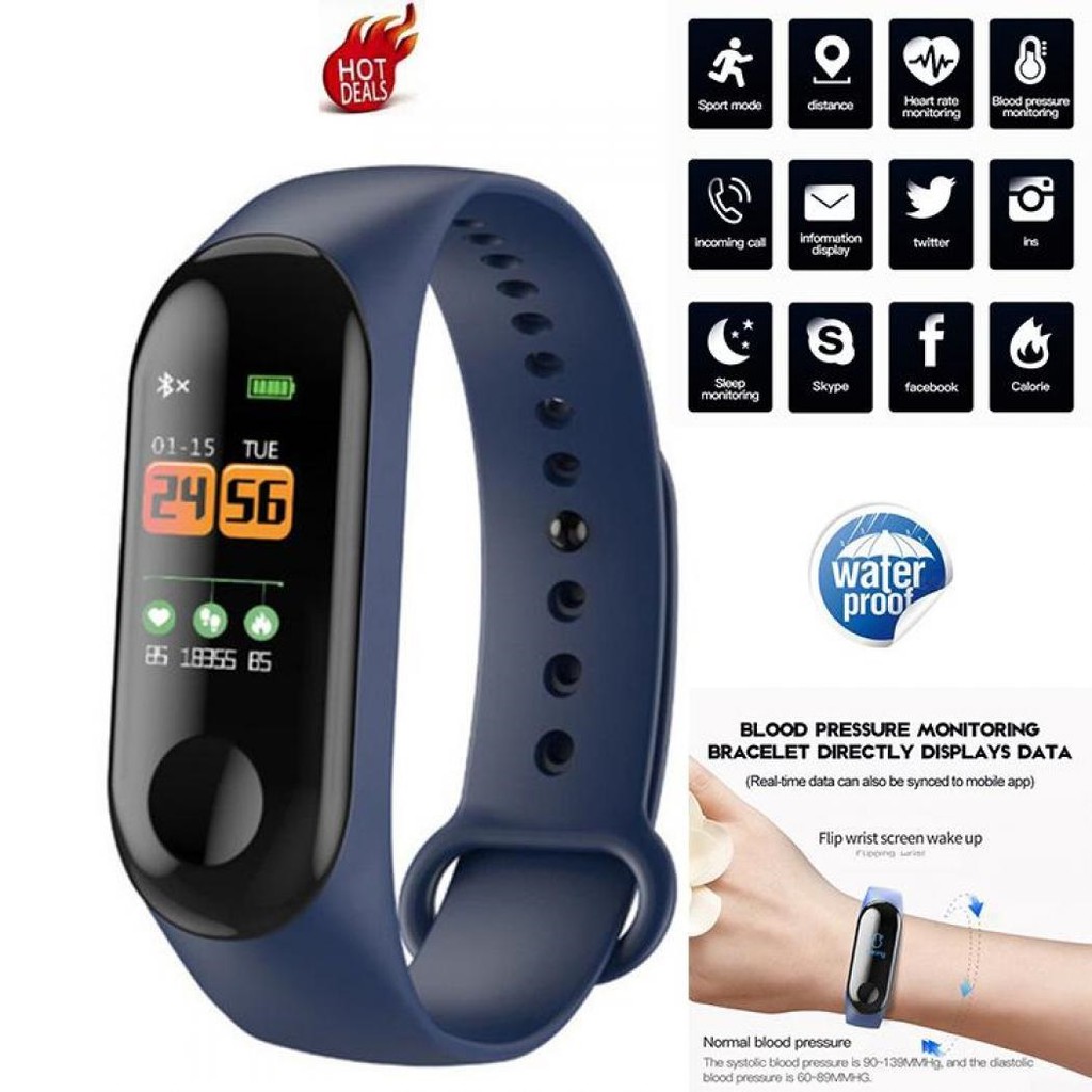 M3/ M4 Plus Smart Watch Bracelet band Bluetooth Waterproof Blood ...