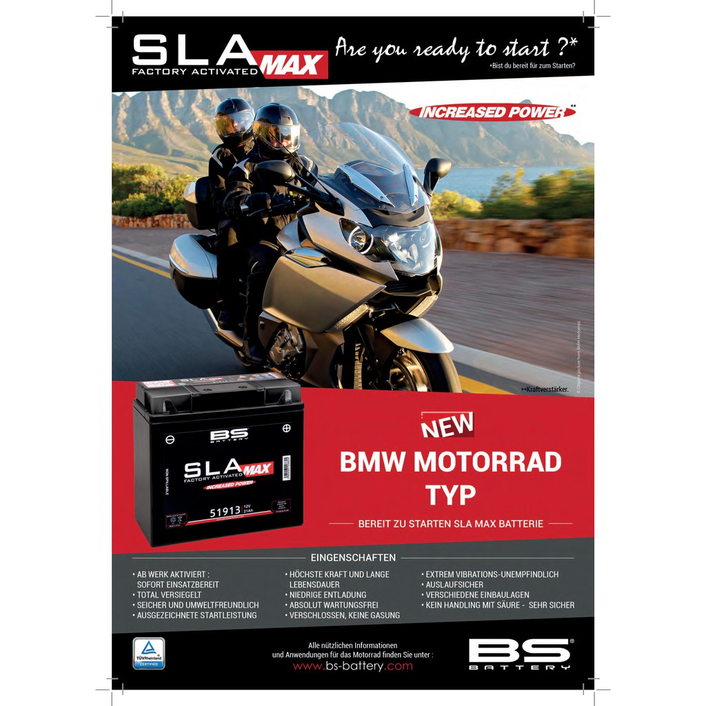 BS Battery รุ่น 51913 (FA) SLA-MAX for BMW K1600 B-GT-GTL-exclusive ...
