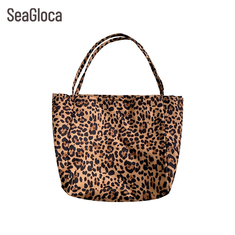 Seagloca ใหม่ กระเป๋าสะพายไหล่ ผ้าแคนวาส ลายเสือดาว สไตล์เกาหลี ย้อนยุค ...