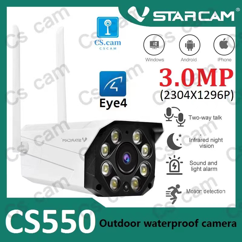 Vstarcam CS550 ความละเอียด 3.0MP (1296P) กล้องวงจรปิดไร้สาย กล้องนอกบ้าน Outdoor Wifi IP Camera ...