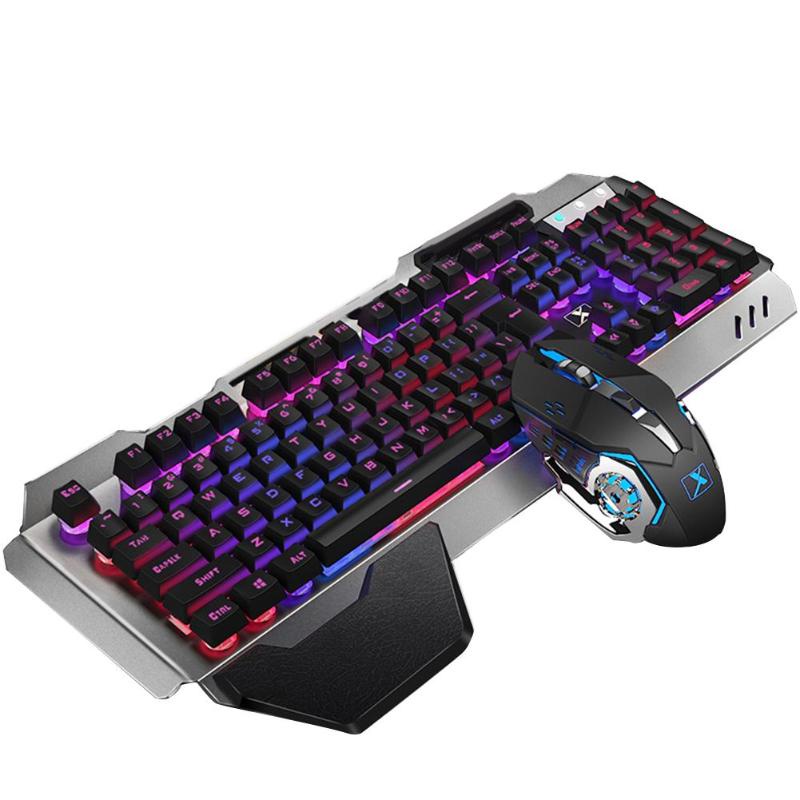 ☽2.4G Wireless Gaming Keyboard Mouse Set Rechargeable Mechanical Feel ...