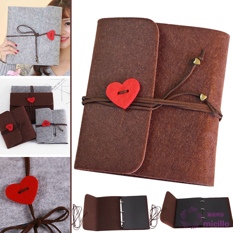 ღღDIY Photo Albums Felt Cover Handmade Vintage Photo Album Scrapbook ...
