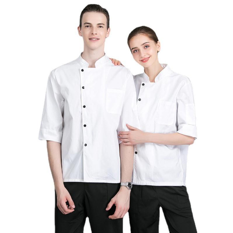 Chefs Clothes Half-Sleeved Men Women Western Restaurant Summer Catering ...