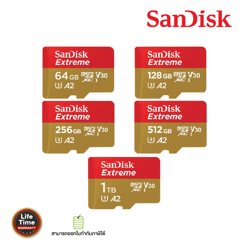SanDisk Extreme microSDXC UHS-I A2 (ไมโครเอสดีการ์ด) | Shopee Thailand