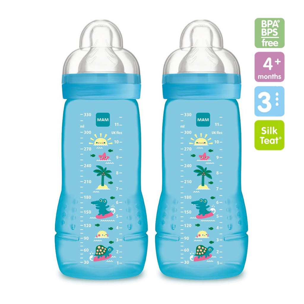 MAM ขวดนม BPA free 11 ออนซ์ (330ml) 2 ขวด (มี 3 สี) B330(2) - babyfirst.th - ThaiPick