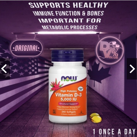 วิตามินดี 3 ประสิทธิภาพสูง Vitamin D3 High Potency 5000 IU 120 Softgels (Now Foods) D-3 ดีสาม ...