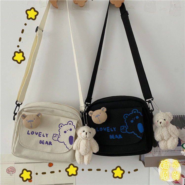 inschicน่ารักหมีผ้าใบถุงเล็กหญิงญี่ปุ่นฮาราจูกุน้องสาวนุ่มโบราณความ ...