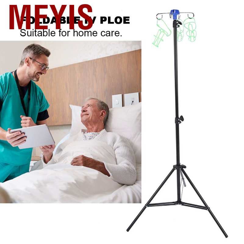 Meyis Portable IV Pole Clinic Home Medical Stand Adjustable Foldable 4 ...