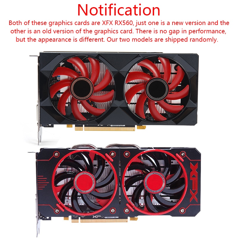XFX AMD Radeon RX560 4GB DDR5 Video Card AMD GPU 128 Bit RX560D Gaming PC Graphics Card Desktop ...