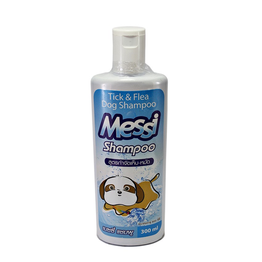 Messi Tick & Flea Dog shampoo เมซซี่ แชมพู สูตรกำจัดเห็บ หมัด สีฟ้า 300 ...
