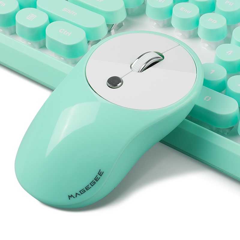 ┇MageGee Wireless Keyboard and Mouse Combo 2.4G Cute Round Mute ...
