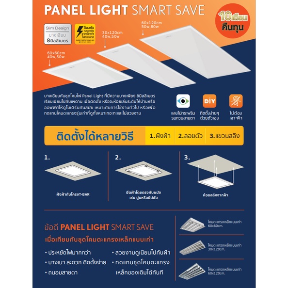 Lamptan โคมพาแนล LED Panel Light 60x60 ขนาด 38W 40W - thianthong ...