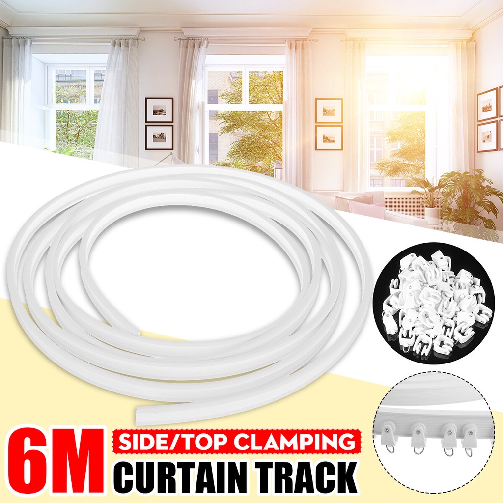 Flexible 6M Ceiling Window Caravan Straight Bay Curtain Track Rod Rail ...