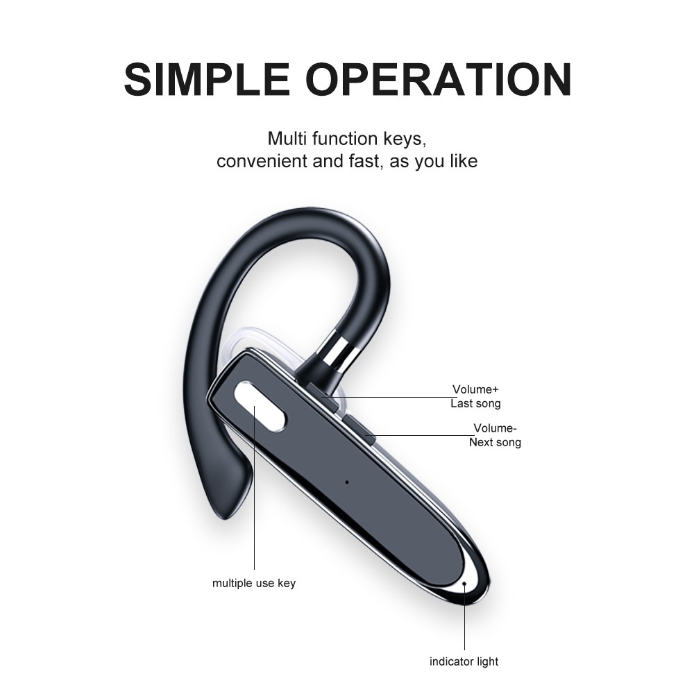 Wireless Headset Ear Hook Bluetooth Earphone New Business Sports Earpiece Noise Reduction ...
