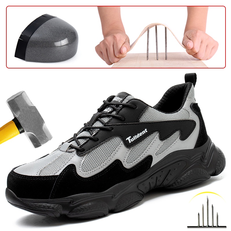 High Quality Work Shoes Men Safety Boots Indestructible Steel Toe Shoes ...