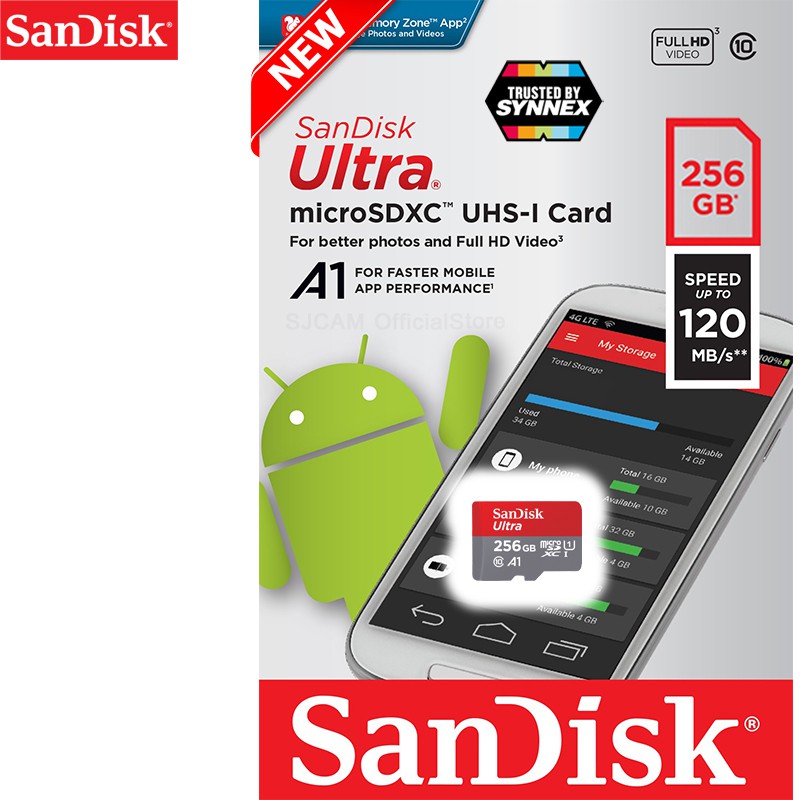 Sandisk Ultra Micro SD Card 128GB 256GB 400GB SDXC Class10 A1 Speed 100mb/s (SDSQUAR) ใส่ ...