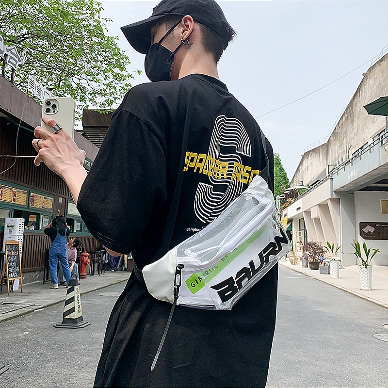 Iug Ulzzang กระเป๋าคาดอก Pvc กันน้ํา และใส แฟชั่นสําหรับผู้ชาย - hjxhl1 ...