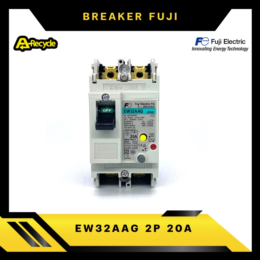 FUJI ELCB EW32AAG 2P 20A/30mA BREAKER | Shopee Thailand