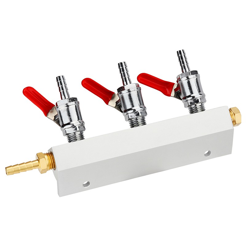 3 Way Co2 Gas Distribution Block Manifold With 7Mm Hose Barbs Home ...
