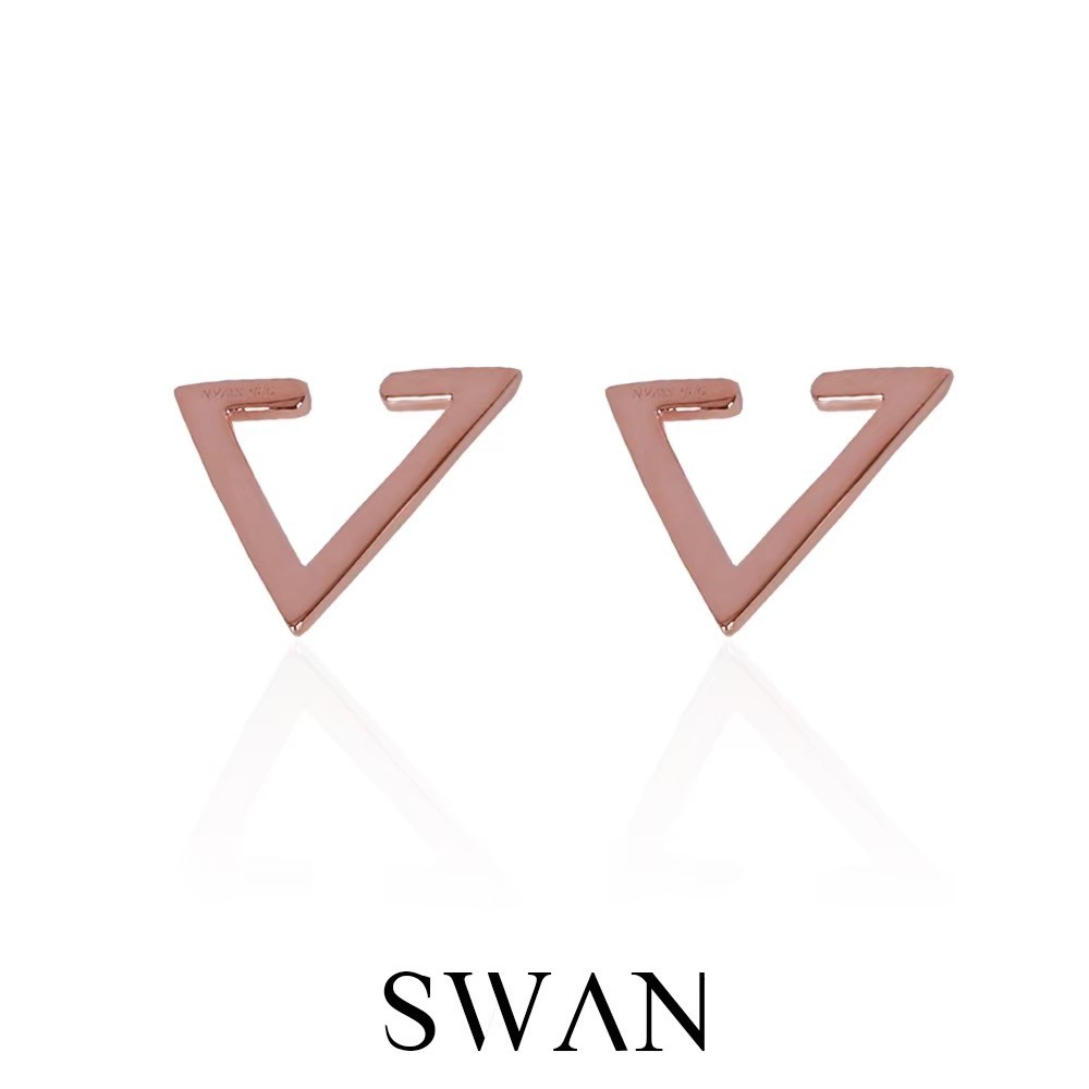 SWAN - Triangle Cuff ต่างหูเงินแท้ ทรงเหลี่ยม คล้องหู ไม่ต้องเจาะ เงิน ...